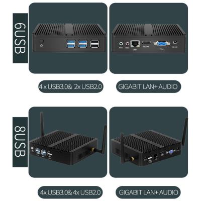China Single Ethernet Fanless Mini PC 6USB Interfaces Protable Computer For Home Office for sale