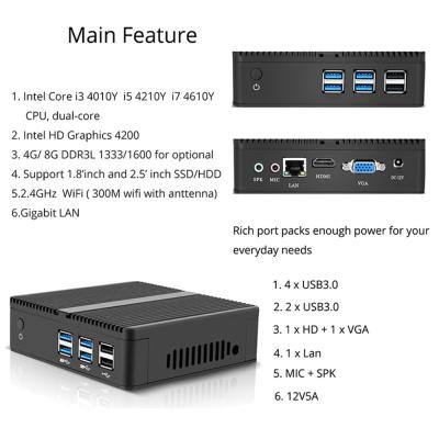 China Single Ethernet Fanless Mini PC 6USB Interfaces Protable Computer For Home Office for sale