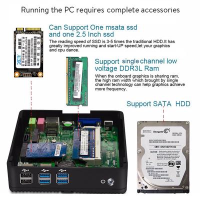 China Single Ethernet Fanless Mini PC 6USB Interfaces Protable Computer For Home Office for sale