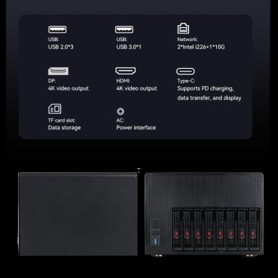 중국 NAS 서버 N100 3-네트워크 8-베이 인터페이스 네트워크 연결 스토리지 인클로저 판매용