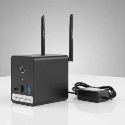 China 300M Wifi Dual Antennas Mini PC Featuring Integrated Intel Iris Xe Graphics and 12V 2.4 A Adaptor for Wireless Networking for sale