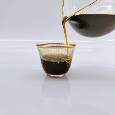 China Set of 6 Premium 65ml  Clear  Glass Cawa Cups with Gold Firework Etching for Coffee Service for sale