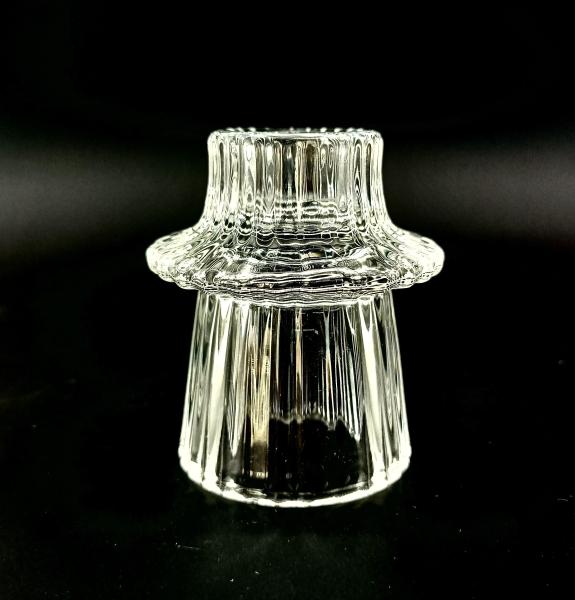 Quality Easy Clean Clear Glass Candle Holders For Elegant Home Decor for sale