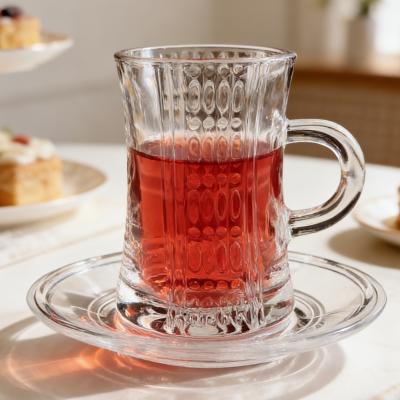 China 12 PCS Clear Cup And Saucer Set 90ml 3.04oz For Serving Hot / Iced Drinks for sale