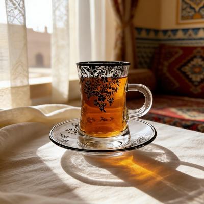 China Durable Glass Cup Sets Featuring Classic Pattern Suitable for Hot and Iced Beverages Ideal for Home and Office for sale