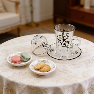 China Mouth Width 59mm Glass Cup Sets Set quantity 36pcs Dishwasher safe Perfect with Black Leaves for sale