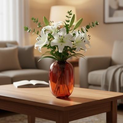 China Handmade Mouth Blown Glass Vase 250mm Height Customized Logo For Elegant Home Decor for sale