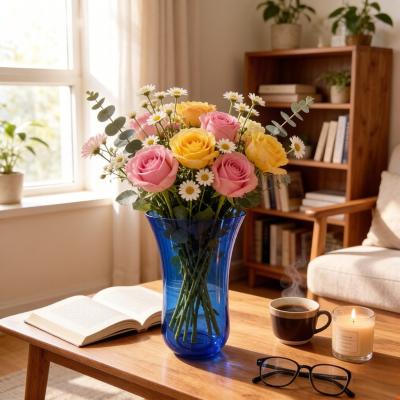 China Elegant Decorative Clear Glass Vase Eco Friendly For Floral Arrangements for sale