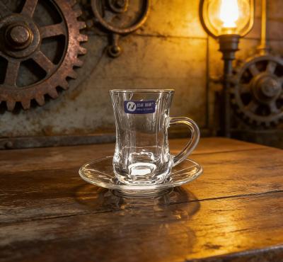 China 6 Tea Cups With 6 Saucers Rough Glass For Daily Use Designs With 83ML Capacity for sale