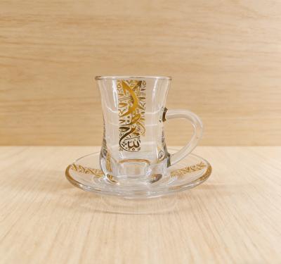 China 12PCS Arabic Fonts Design Glass Cup Set For Arabic Red Tea Lover 83ML Capacity for sale