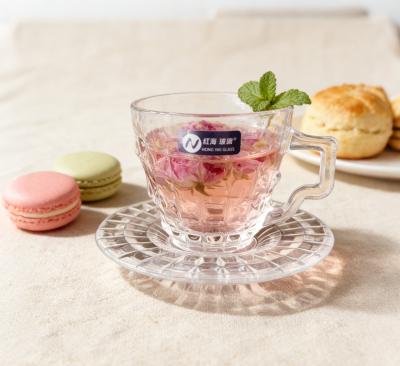 China 12PCS  Glass Cup Sets Packageincludes 6 165Ml Glass Cups & 6 Saucers  Perfect Glassware for Serving Hot and Cold Drinks in Restaurants for sale