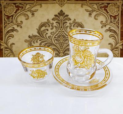 China Premium Glass With Gold Deacl Glass Cups 83ml Volume 18PCS Set for sale