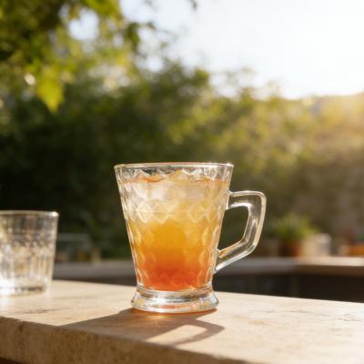 China Integrated Handles Glass Tea Cups 100ml Transparent Tea Cups Customized for sale