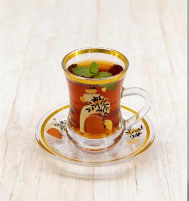 China Machine Made Glass Colorful Pattern Of 12PCS Decorative Set For Red Tea Drinking for sale