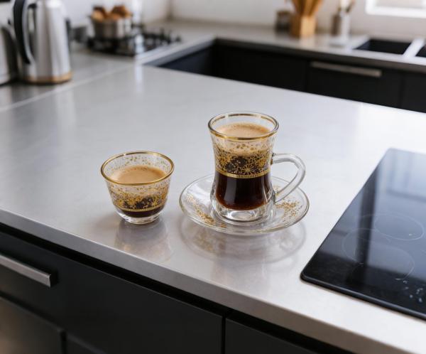 Quality Colorful Decal On Crystal Glass Coffee Cup With 65ML Capacity Ethiopian classic cawa cups for sale