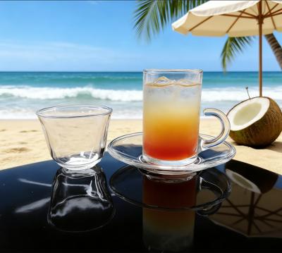 China Elegant Clear Glass Drinkware Set , Transparent Lead Free Glass Cups Sets for sale