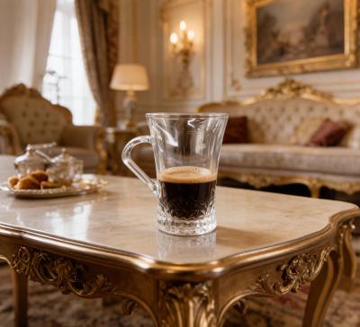 China Balanced Structure Premium Glass Cup 98ml Coffee Glass Cups Leadfree for sale