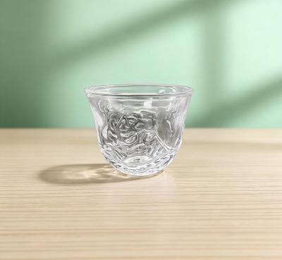 China 2.2oz Rose Flower Coffee Cup Transparent 6pcs/set Crystal Glass Cups for sale