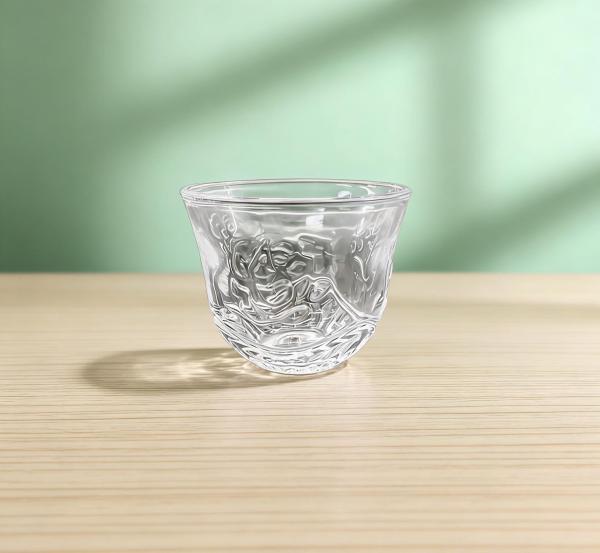 Quality 2.2oz Rose Flower Coffee Cup Transparent 6pcs/set Crystal Glass Cups for sale