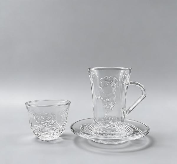 Quality Modern 18PCS Crystal Glass Cup Set ，Transparent Tea And Coffee Cup Set for sale