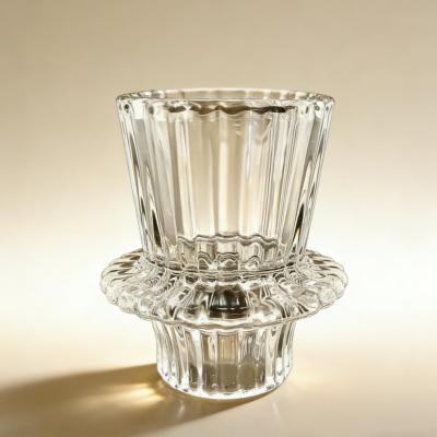 China Easy Clean Clear Glass Candle Holders For Elegant Home Decor for sale