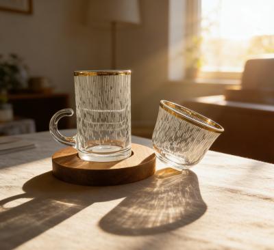 China Premium Arabic Tea And Coffee Sets 18pcs Transparent Glass Decorative Cups for sale
