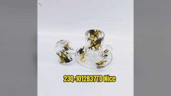 Premium Gold Abstract Glass Tea Cup Set of 6