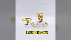 Luxury Gold Rim Glass Tea Cup Set 18 Piece Elegant Drinkware