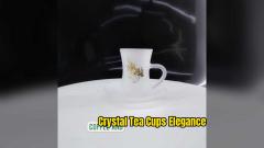 Frosted Glass Tea Cup & Saucer Set with Gold Botanical Print – Elegant Coffee Cup for Modern Home De