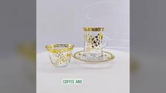Elegant Gold Rim Glass Tea Cup Set for Espresso and Coffee