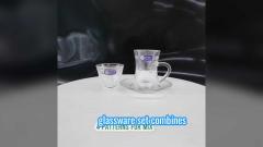 Elegant Embossed Floral Glass Cup and Saucer Set