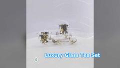Premium Glass Tea Cup Set Modern Gold and Black Design
