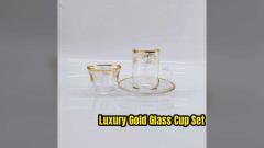 Premium Gold Glass Tea and Coffee Cup Set 18 Piece