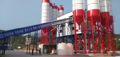 China HZS120 Vaste betonnen batchfabriek Automatische PLC-besturing voor bruggen Te koop