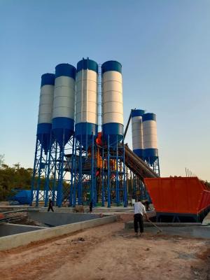 China Large Capacity Fully Automatic Stationary Hzs90 Concrete Batching Plant With Cement Silo 50 Ton-200 Ton for sale