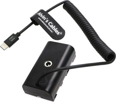 China Alvin'S Cables USB C Type C PD To NP F550 Dummy Battery Coiled Power Cable For Sony NP-F550 F770 F570 F970 Atomos zu verkaufen