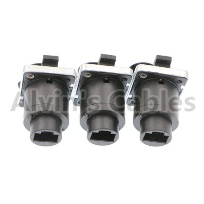 China Alvin's Cables 3 Pcs RJ45 Waterproof Coupler Socket Connector IP65 Ethernet Panel Mount RJ45 Connector Black for sale