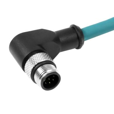 중국 알빈 케이블 M12 A-코드 8 핀 남성 오른쪽 앵글 오픈 엔드 전력 I / O 케이블 Cat6a 고 플렉스 보호용 코그넥스 키엔스 바슬러 산업 자동화 필드 버스 모듈 49.2ft / 15m, 녹색 판매용