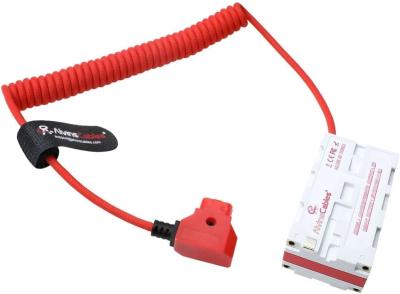 China Alvin's Kabels Dubbelzijdige NP-F Dummy Battery naar Rood Dtap Ultra Soft Coiled Power Cable voor Atomos Ninja VorderingsAtomos Shogun vorderingsSmallHD 702, voor Sony NP-F550 vorderingsF570 vorderingsF770 vorderingsF970, Rood Te koop