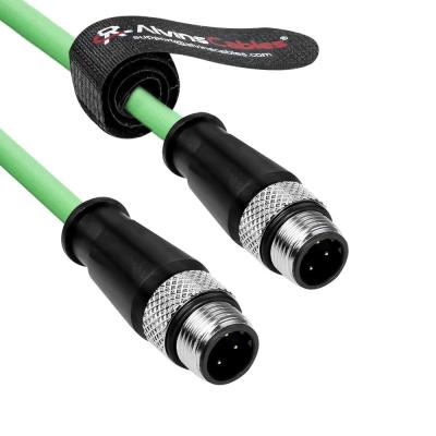 China Alvin's Cables M12 D-Code 4 Pin Male to M12 D-Code 4 Pin Male Ethernet Cable for Keyence Baumer Sick Camera, High-Flex Cat6a Cable for Industrial Automation, EtherCAT/PROFINET 6.6ft/2m Green for sale