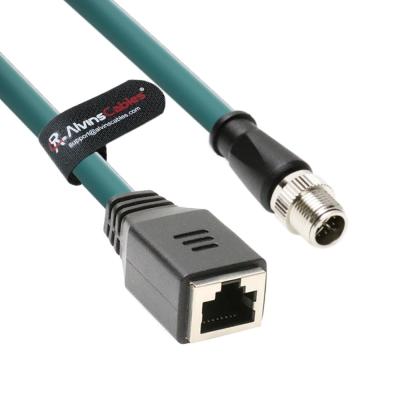 China Cabos de Alvin M12 X-Code 8 Pin Homem para RJ45 Fêmea cabo Ethernet para Cognex Keyence Camera, RJ45 Fêmea Socket High-Flex Cat6a cabo para automação industrial, Robótica 3.3ft / 1m Verde à venda