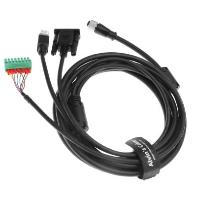 China Alvin's Cables M12 A-Code 17 Pin Power Data Ethernet Cable for Hikrobot ID2000 ID3000 Barcode Readers, SC2000 SC3000 Vision Sensors, M12 17 Pin Female to RJ45 DB9 Interface Integrated Cable 65.6ft/20m for sale