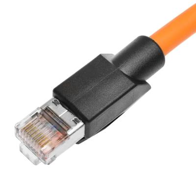 China Alvin's Cables Industrial Cat6 Shielded Ethernet Cable Down Angle High Flex Gold Plated 5m Orange for sale