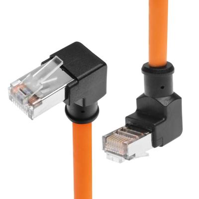 China Alvin's Cables Industrial Cat6 Shielded Ethernet Cable Down Angle High Flex Gold Plated 5m Orange for sale