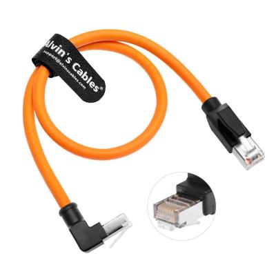 China Alvin's Cables Industrial Cat6 Shielded Ethernet Cable Down Angle High Flex Gold Plated 5m Orange for sale