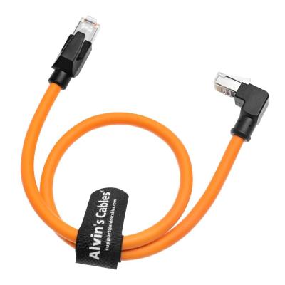 China Alvin's Cables Industrial Cat6 Shielded Ethernet Cable Down Angle High Flex Gold Plated 5m Orange for sale