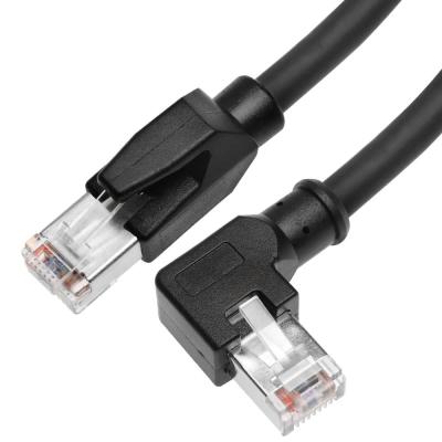China Alvin's Cables Profinet Cat6 Shielded Ethernet Cable Left Angle High Flex Gold Plated 30cm for PLC Robotics Motion Control for sale