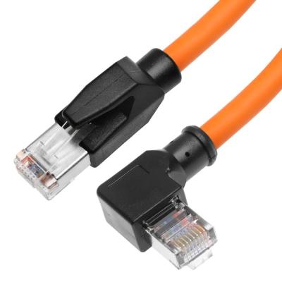 China Alvin's Cables CAT6A Shielded Right Angle RJ45 Cable 1m Orange for PLC Robotics for sale