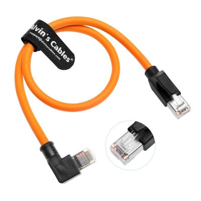 China Alvin's Cables CAT6A Shielded Right Angle RJ45 Cable 1m Orange for PLC Robotics for sale