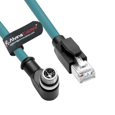 China Alvin's M12 X-Code 8Pin-RJ45 Cat6a 5m RT Angle Green for Cognex/Keyence for sale